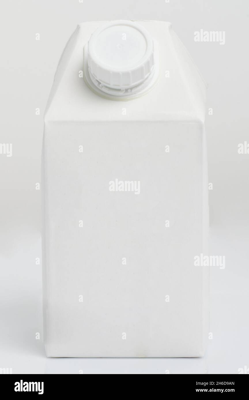 Closed white paper box for juice isolated front view Stock Photo - Alamy