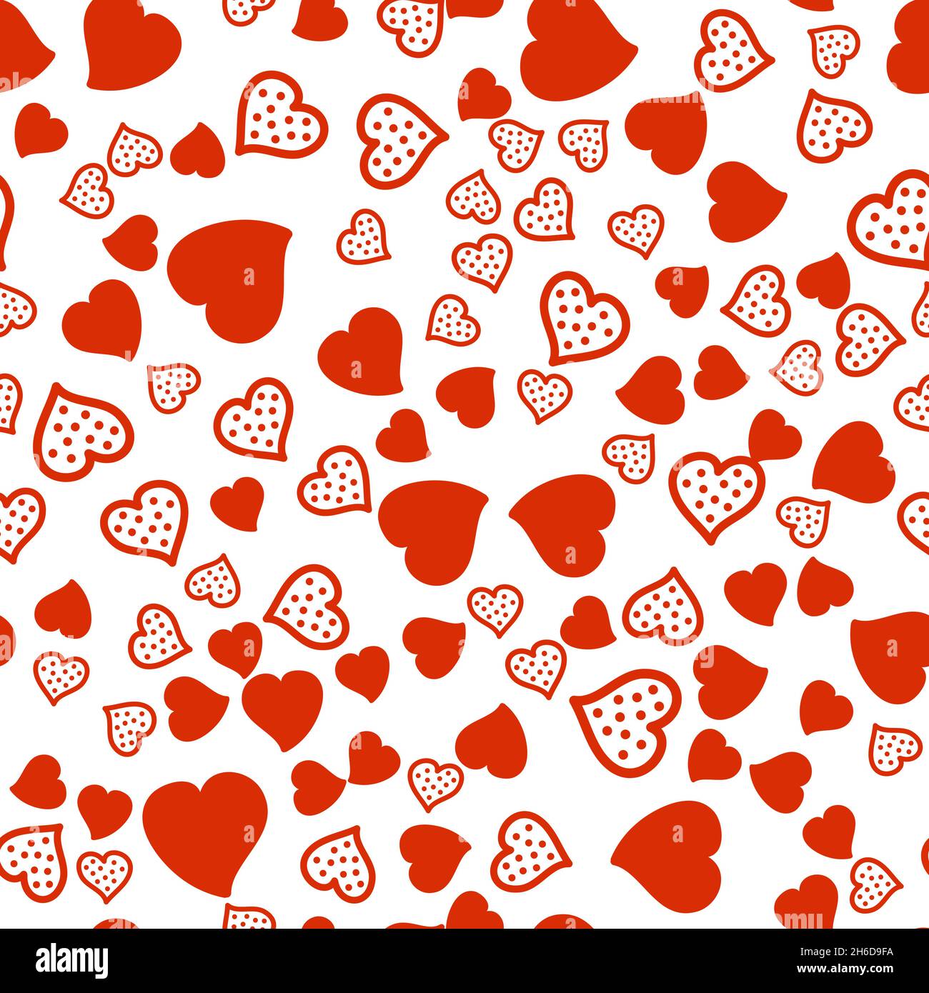 Seamless pattern, heart symbol of love on a white background, vector ...