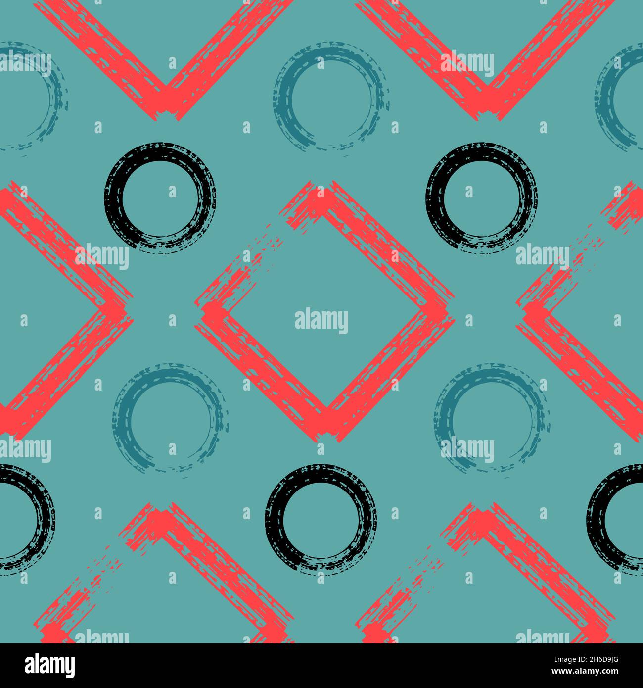 Seamless pattern, abstract background square rhombus circle geometric ...