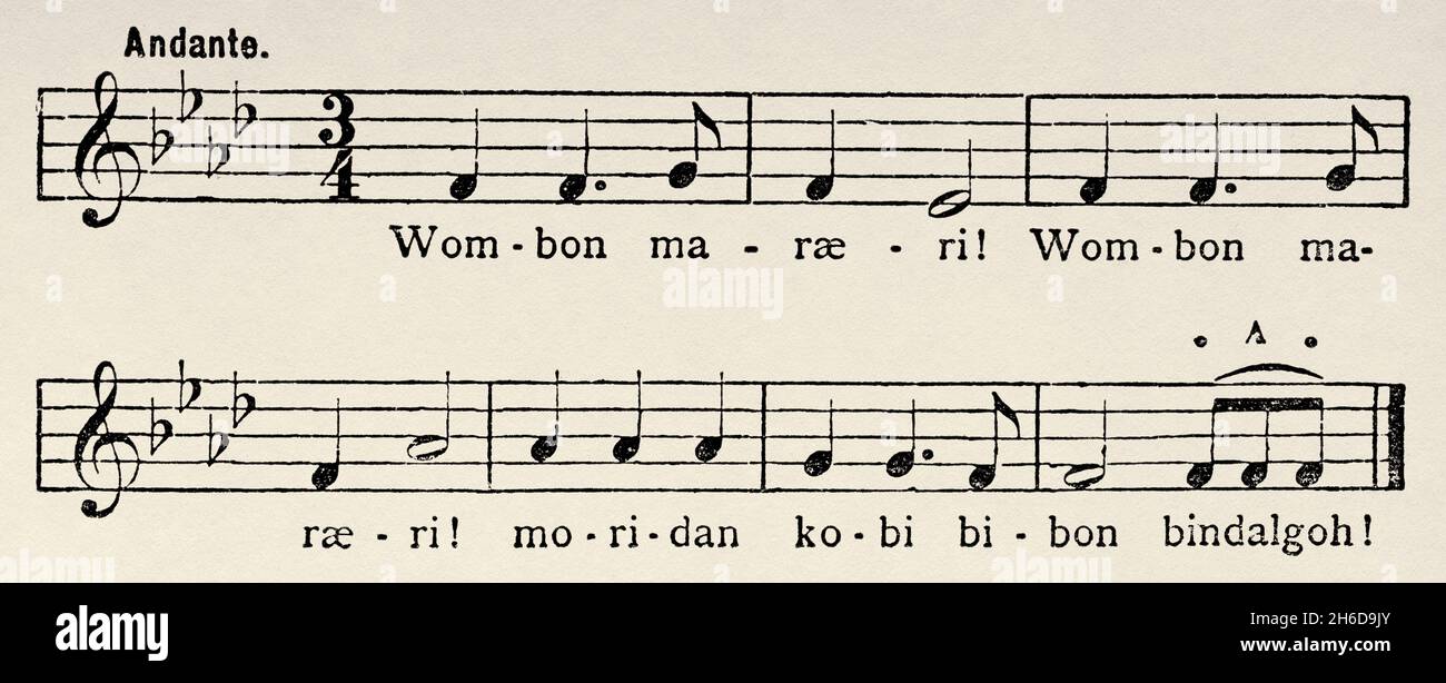 Sheet music for a native Australian Aboriginal war song. Queensland ...