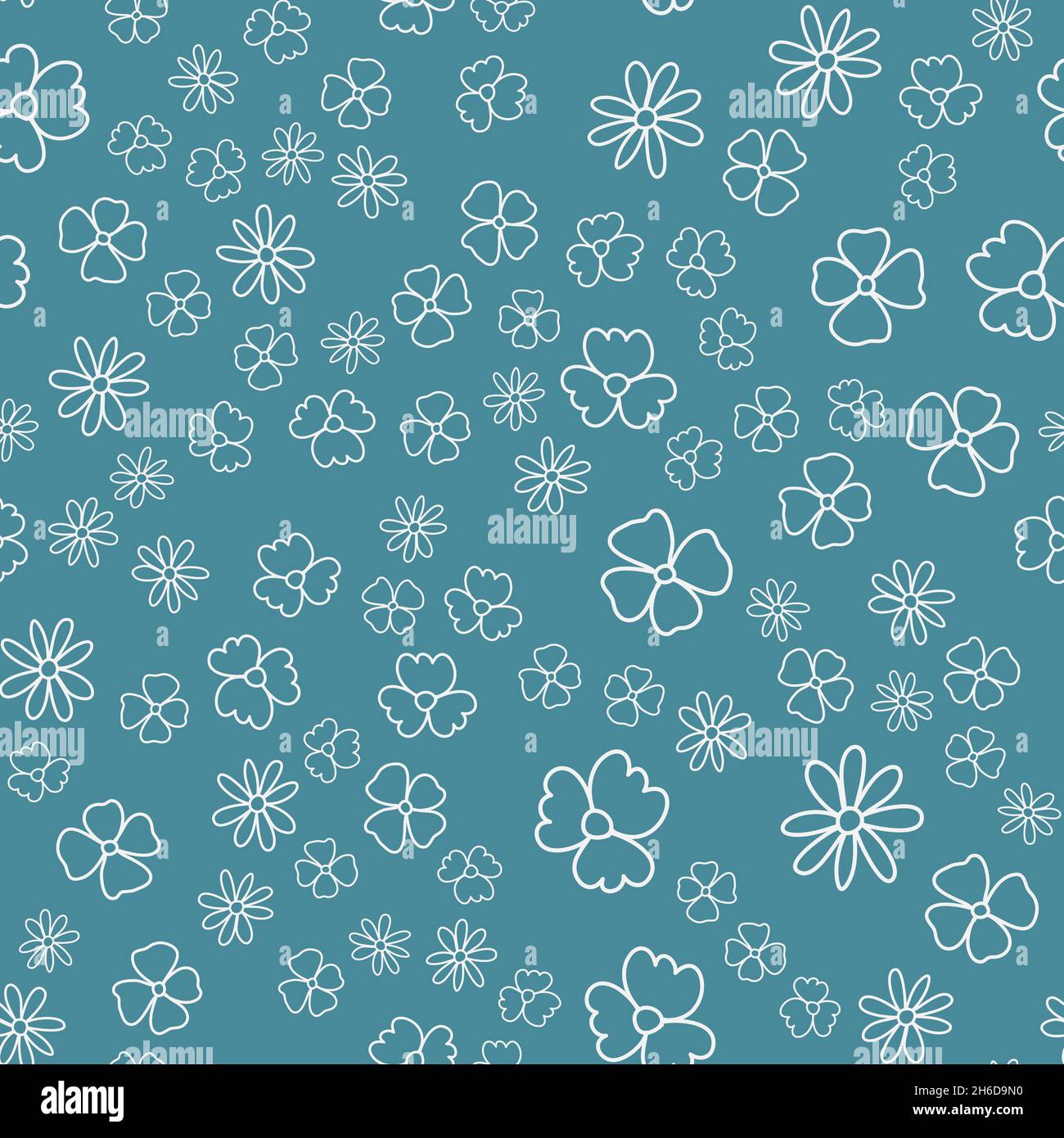 Seamless pattern blue childish flower small, wallpaper wrapping textile ...