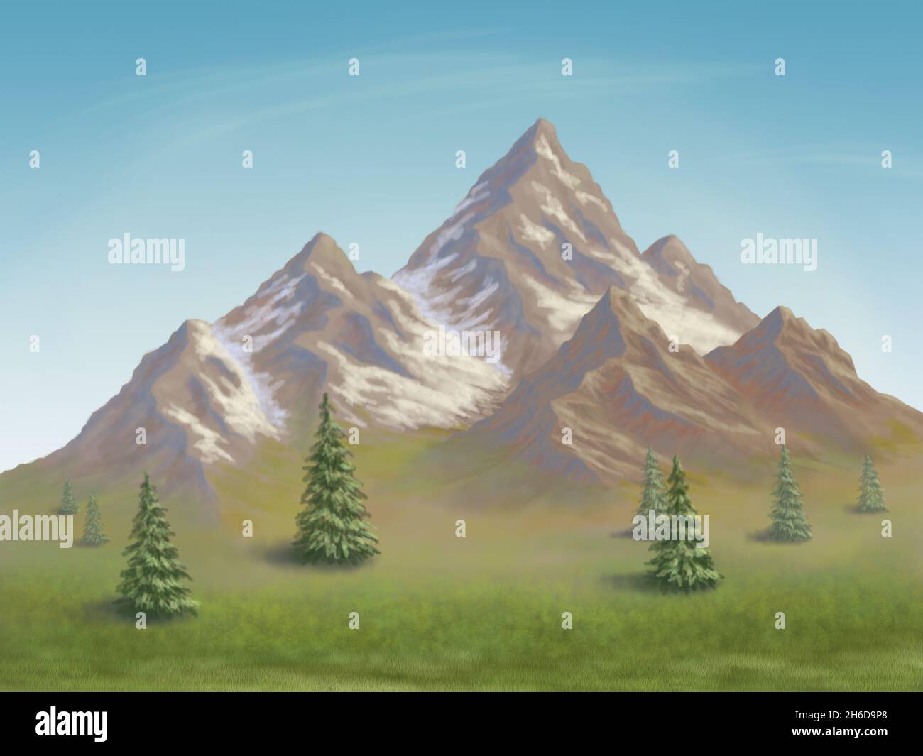 Mountains hill graphic color landscape sketch illustration Stock Photo ...