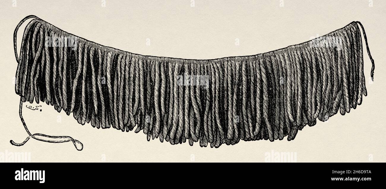 Opossum wool apron. Queensland, Australia. Old 19th century engraved ...