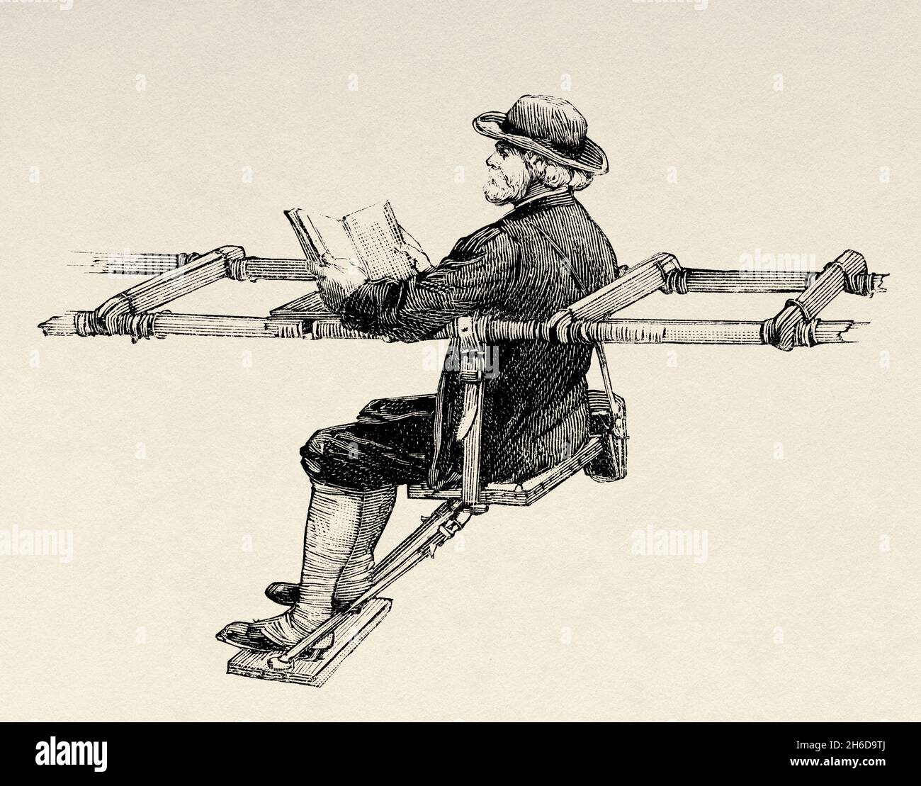 Device used by Janssen for the expedition. Old 19th century engraved ...