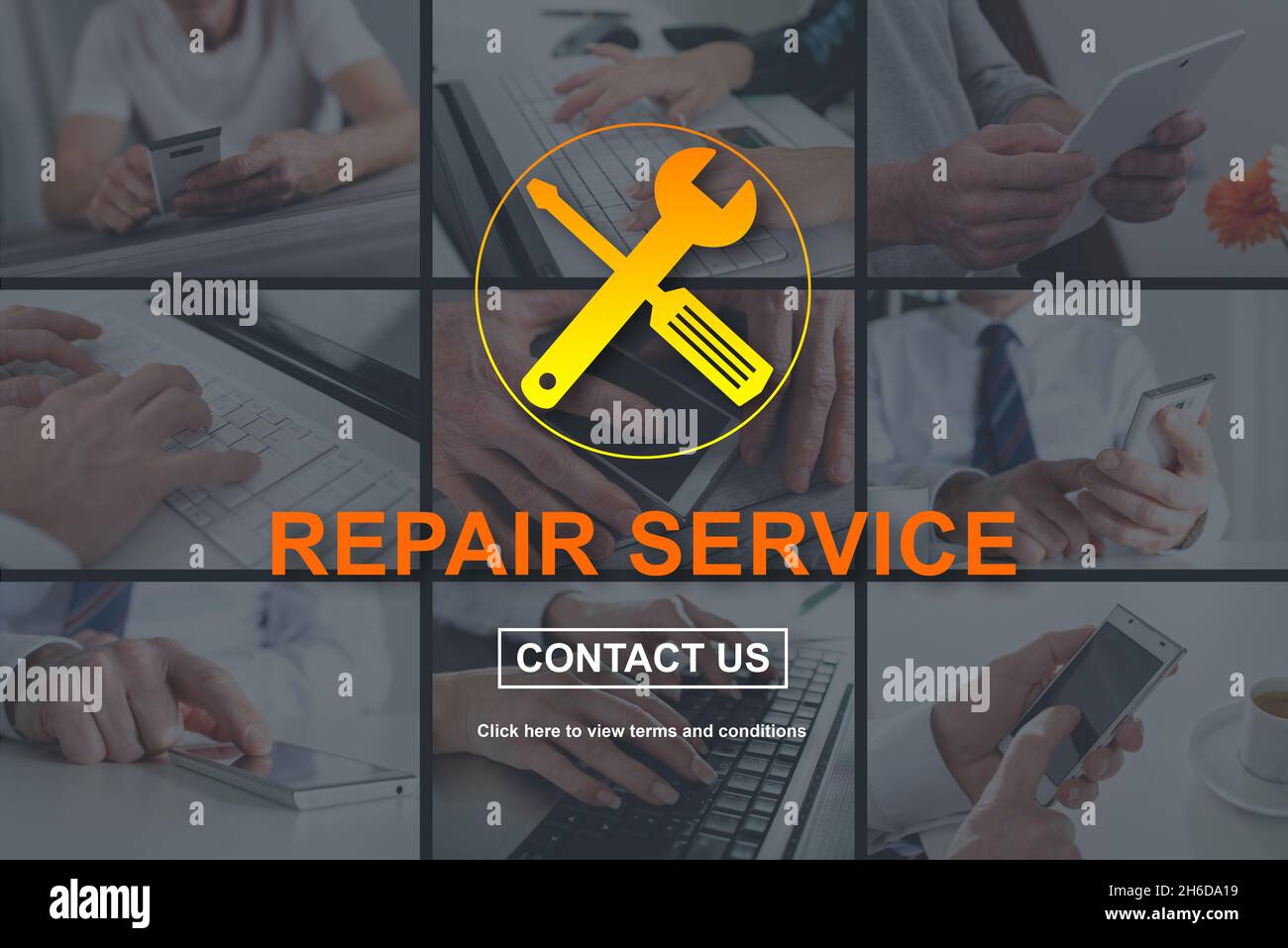 Repair service concept illustrated by a picture on background Stock ...