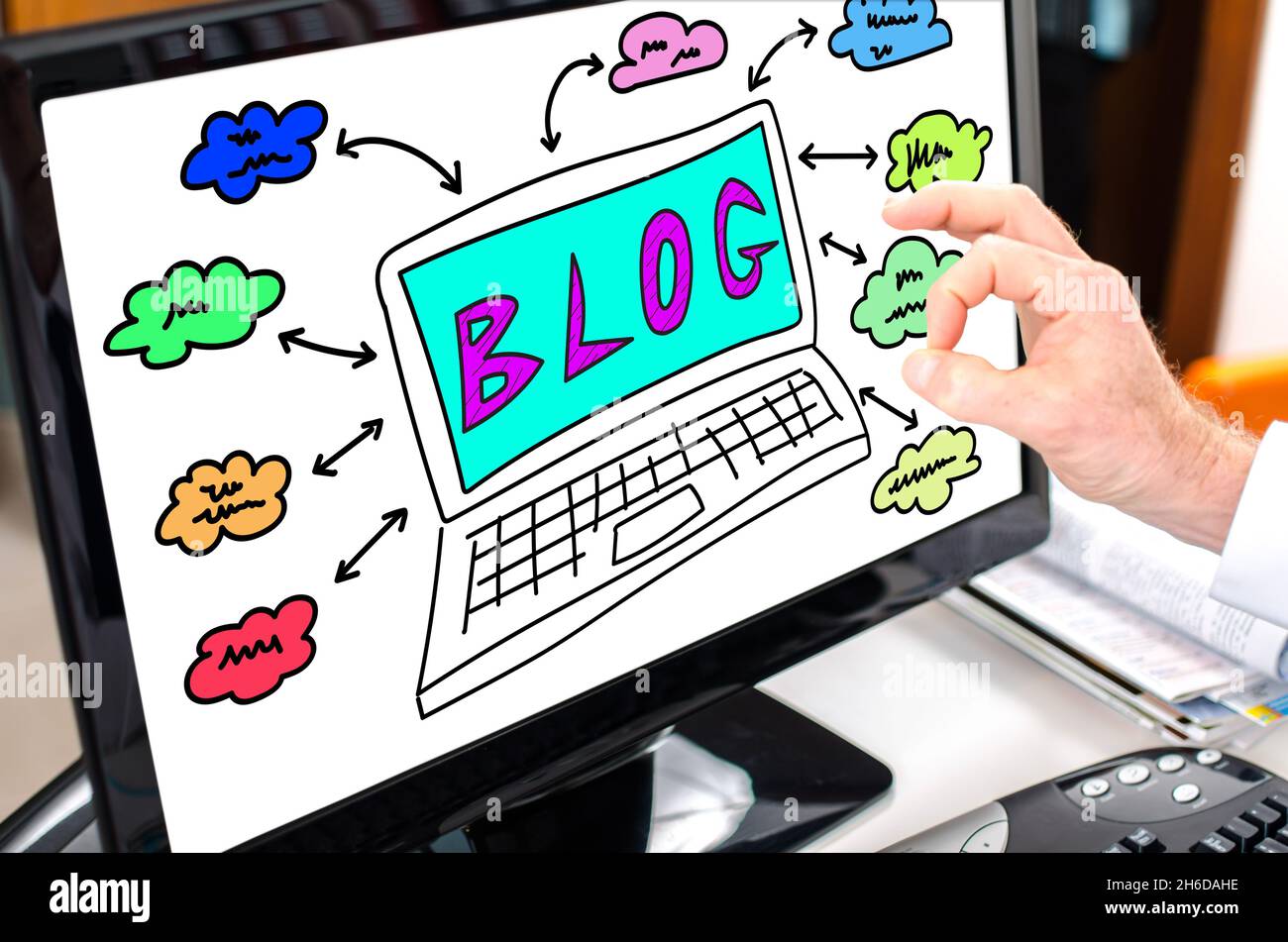 Blog concept shown on a computer screen Stock Photo - Alamy