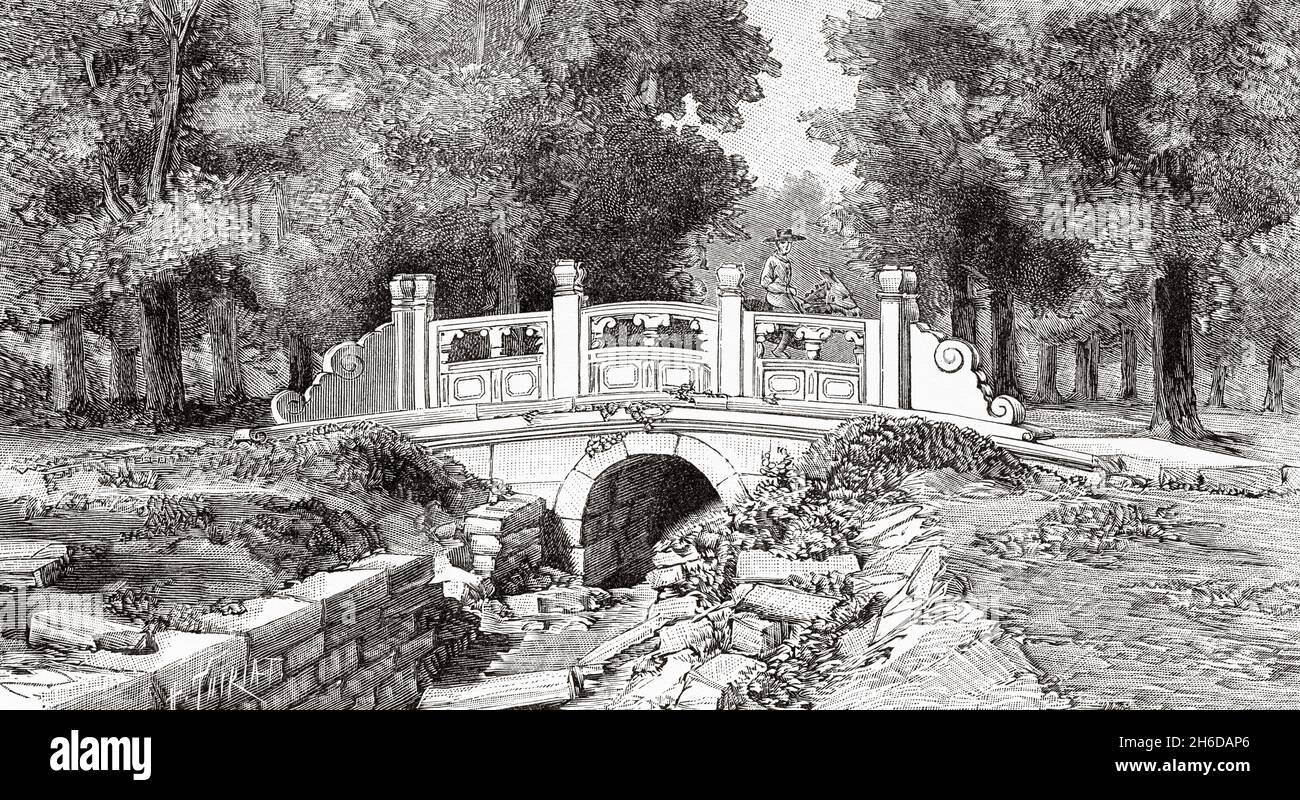 Chinese bridges. Marble bridge leading to Hwang-ssu temple near Peking ...