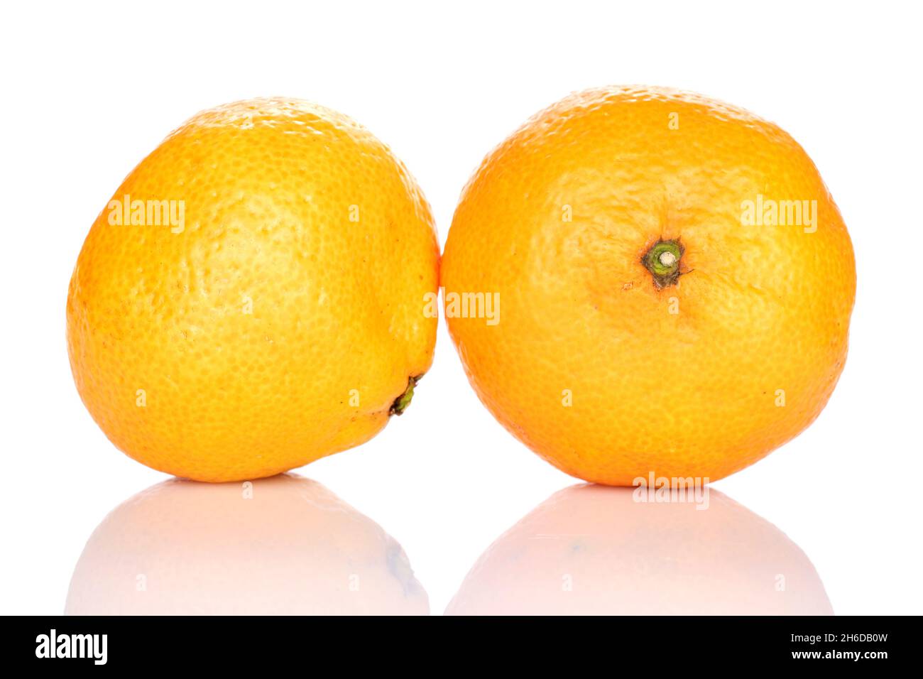 Two ripe organic tangerines, close-up, isolated on white Stock Photo ...