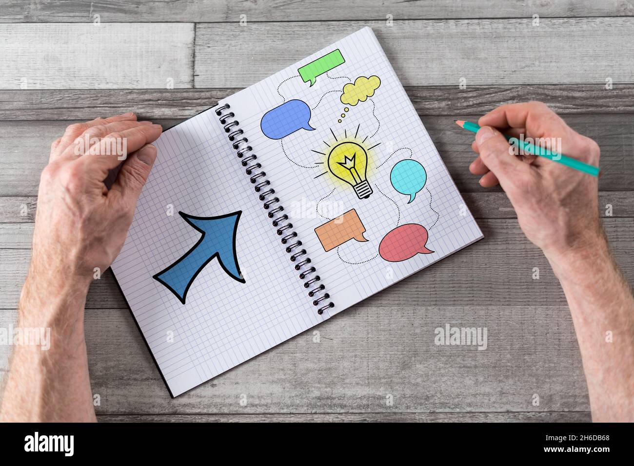 Idea concept drawn on a notepad Stock Photo - Alamy