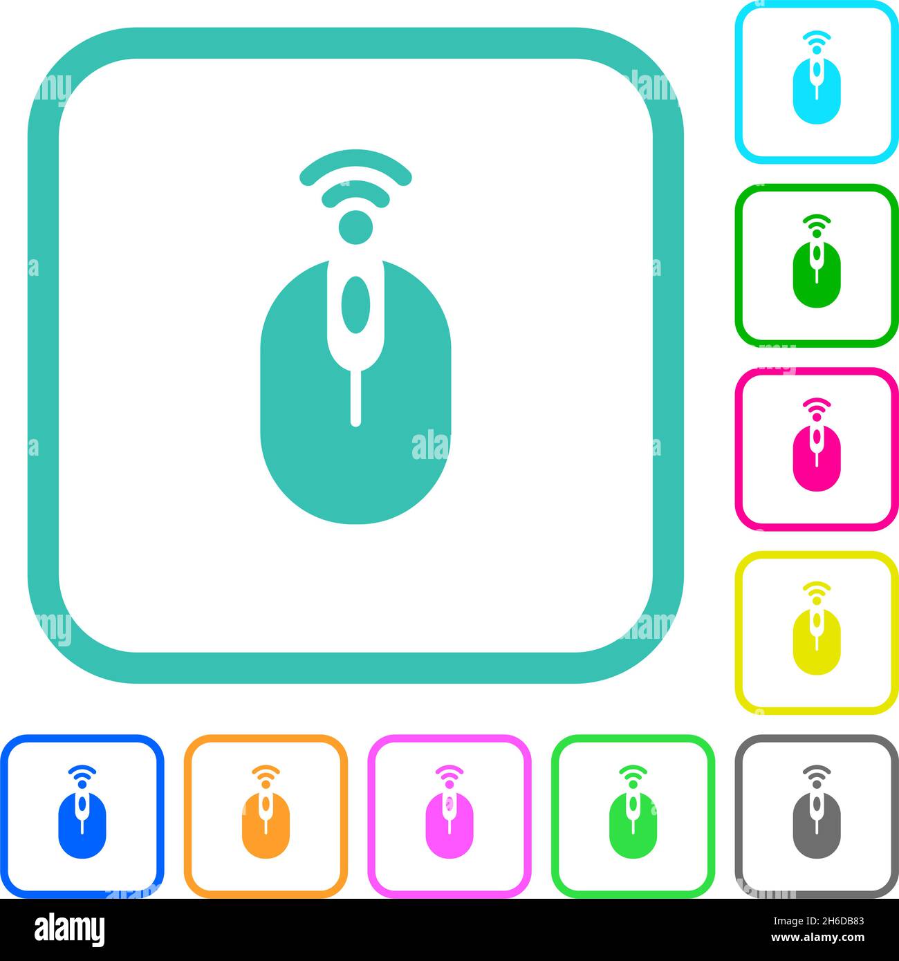 Wireless computer mouse vivid colored flat icons in curved borders on ...