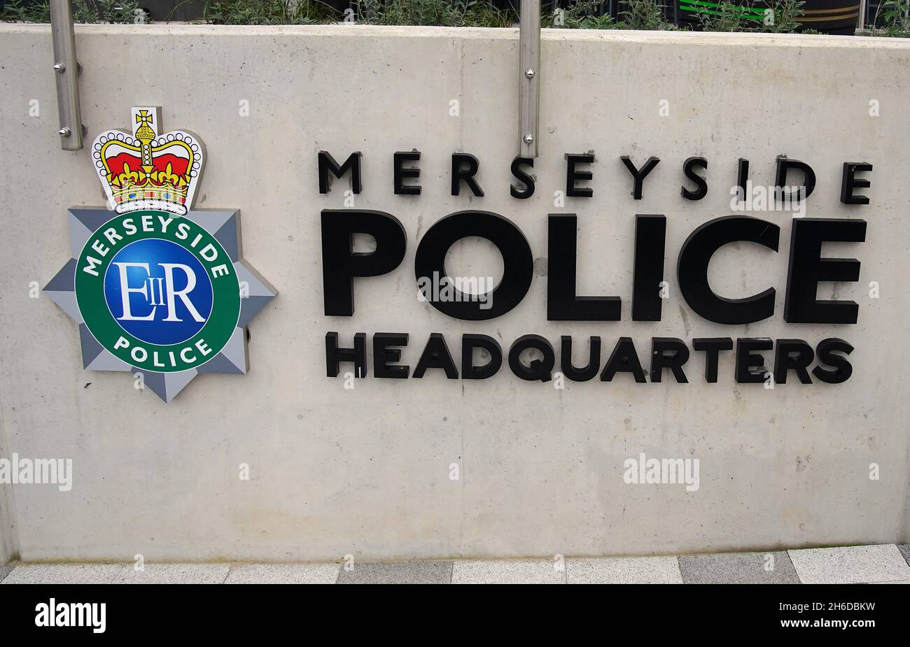 Signage outside the Merseyside Police Headquarters in Liverpool ...