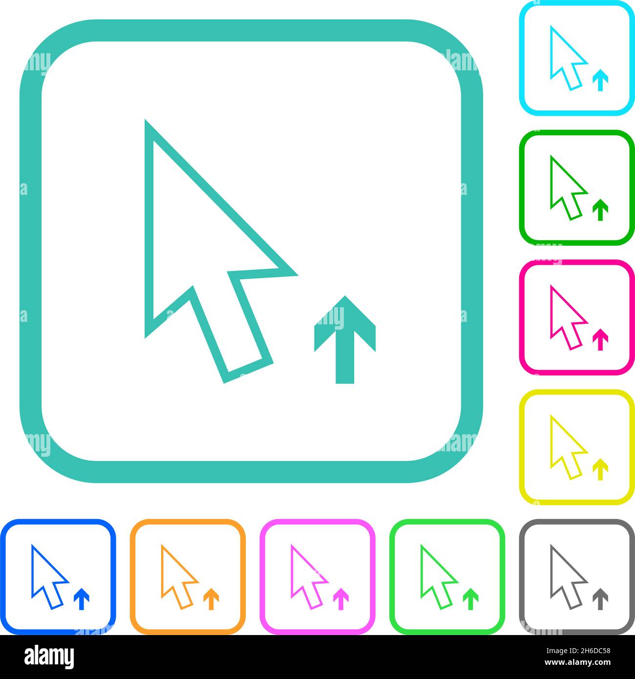Arrow cursor up outline vivid colored flat icons in curved borders on ...
