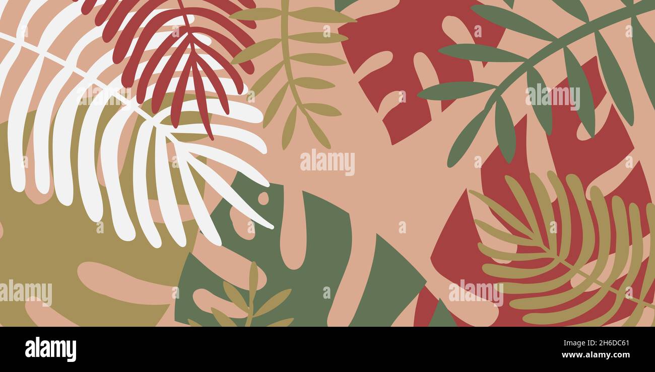Tropical background, foliage palm monstera poster leaflet card for ...