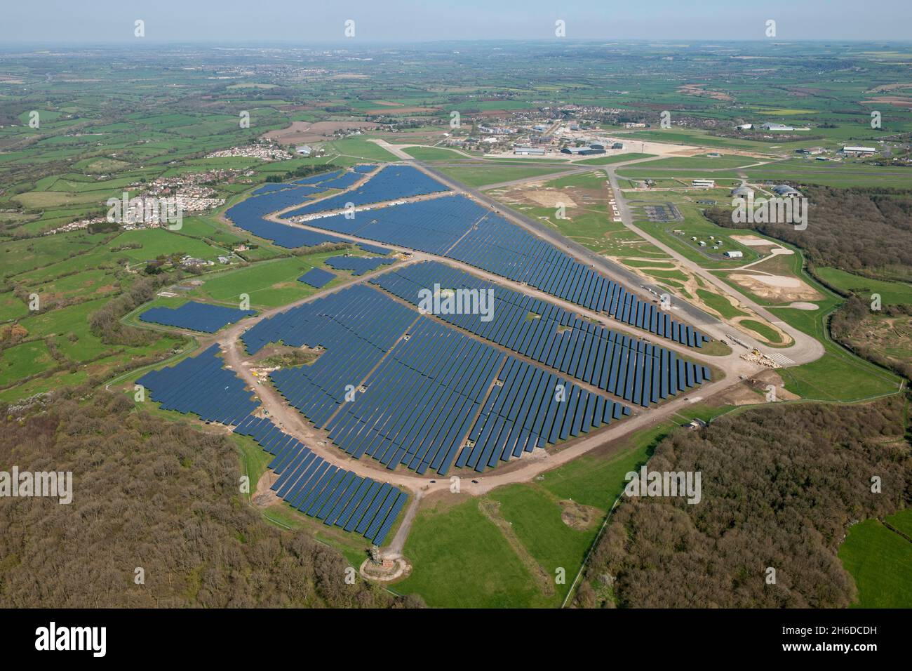 A solar farm on the site of RAF Lyneham, Wiltshire, 2015 Stock Photo ...