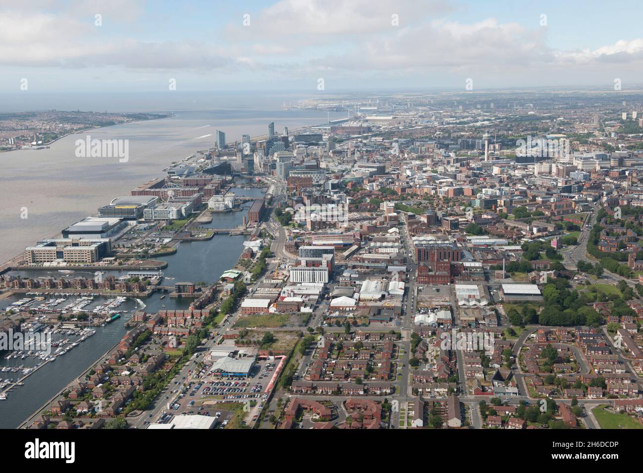 View from the Baltic Triangle Development Area and Historic Docks to the City Centre and mouth ...