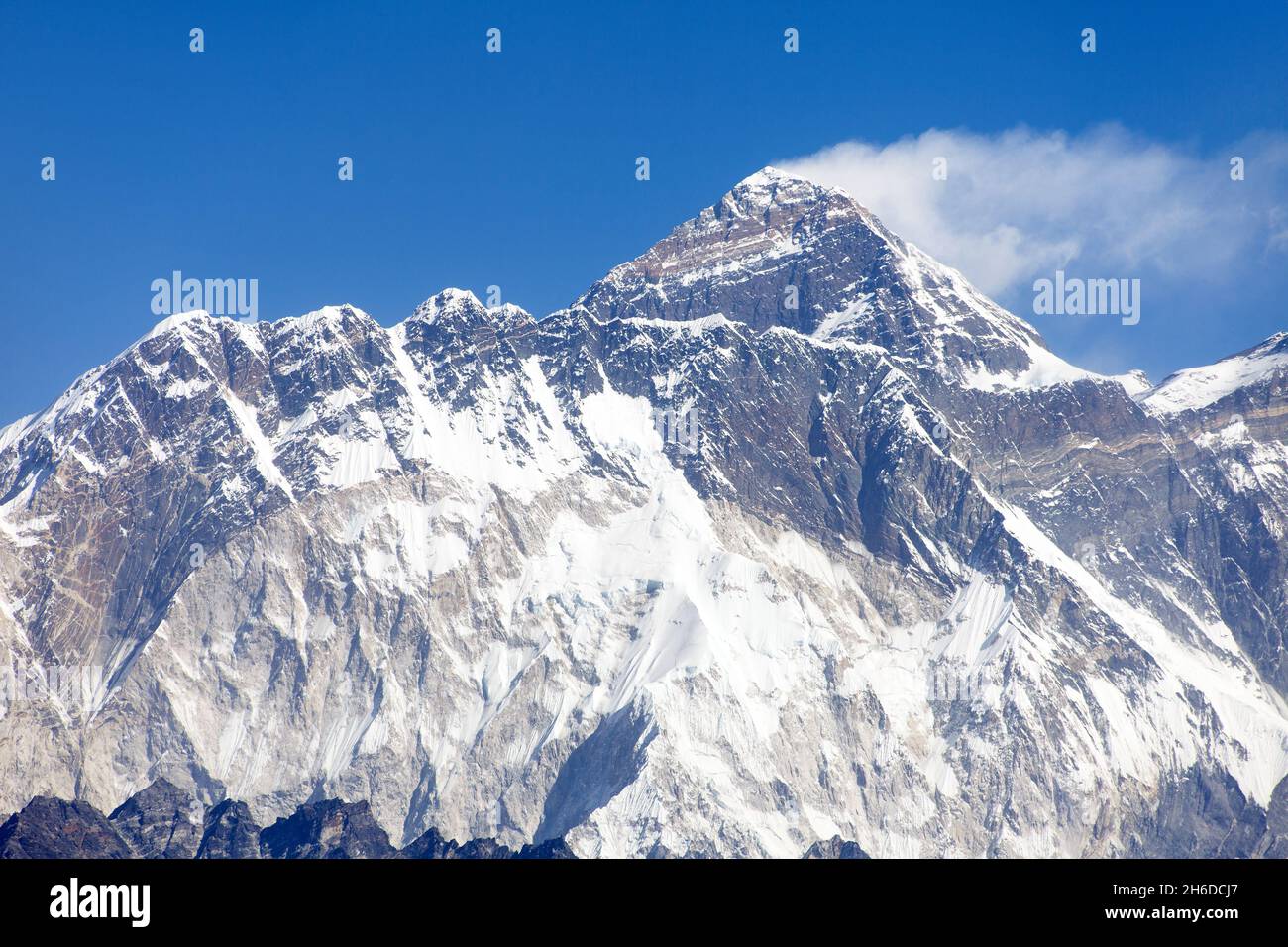 view of Mount Everest and Nuptse rock face, from Kongde - Sagarmatha ...