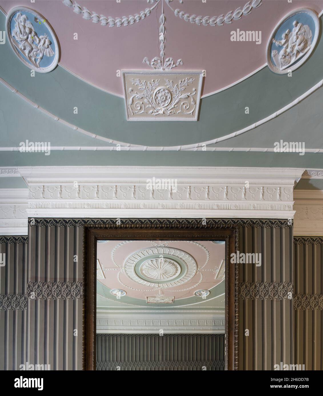 Decorative Adam style plasterwork in a Georgian town house, Portland ...