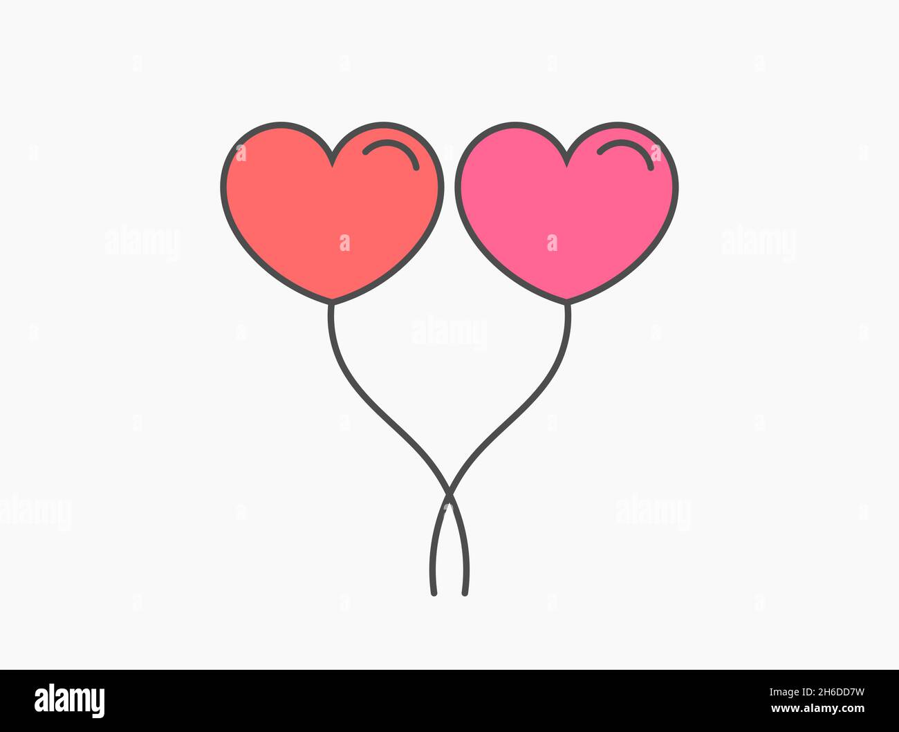Two hearts balloons. Love concept. Vector illustrartion Stock Vector ...