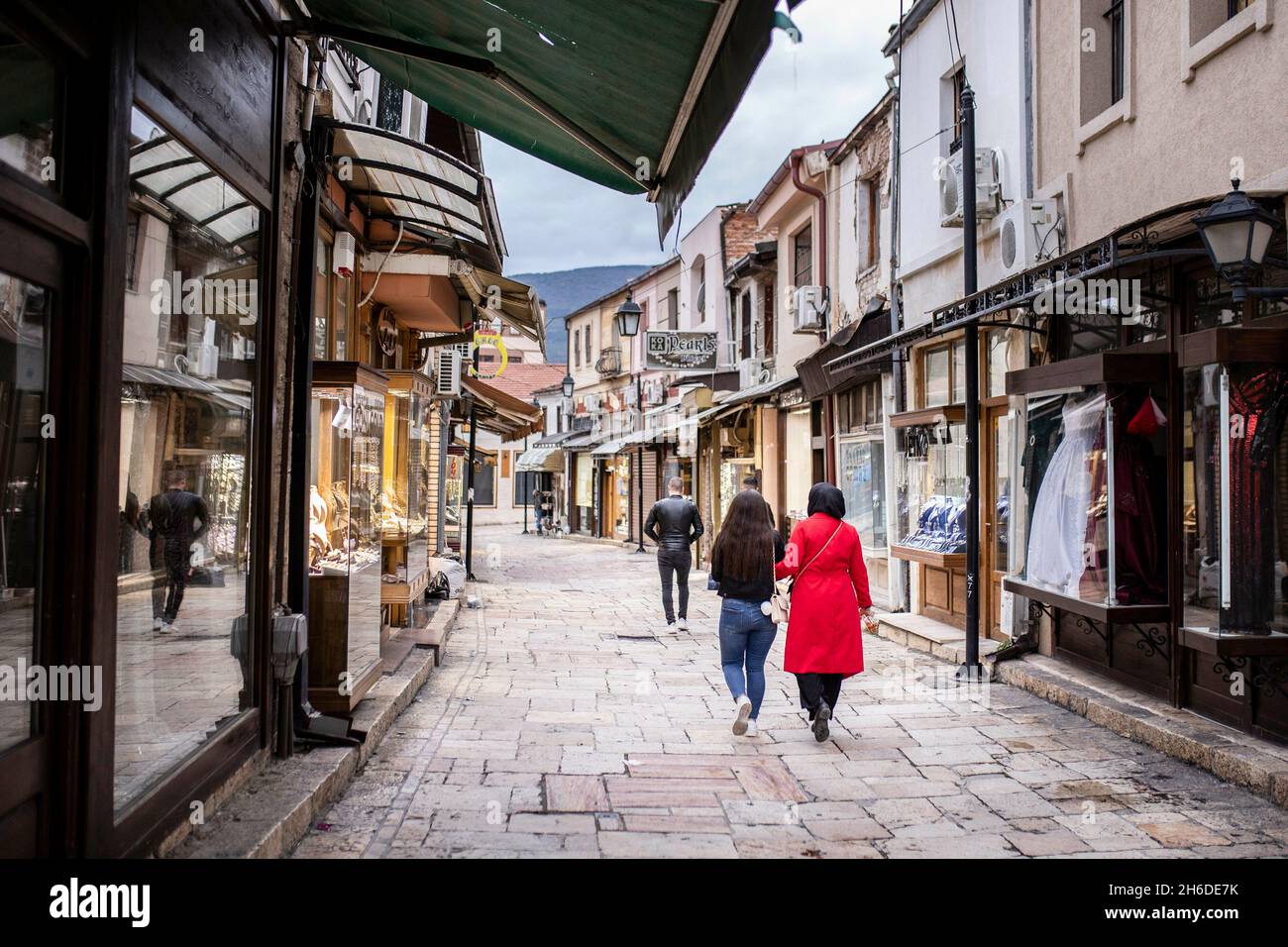 Street scene in the Old Bazaar in Skopje, October 16, 2021. Copyright ...