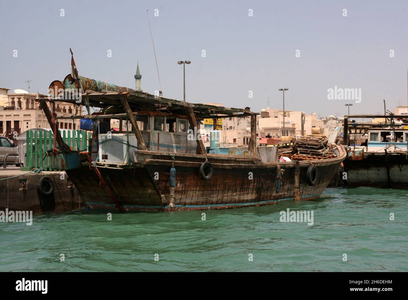 old ship on the bank of Dubai Creek, United Arab Emirates, Dubai Stock ...