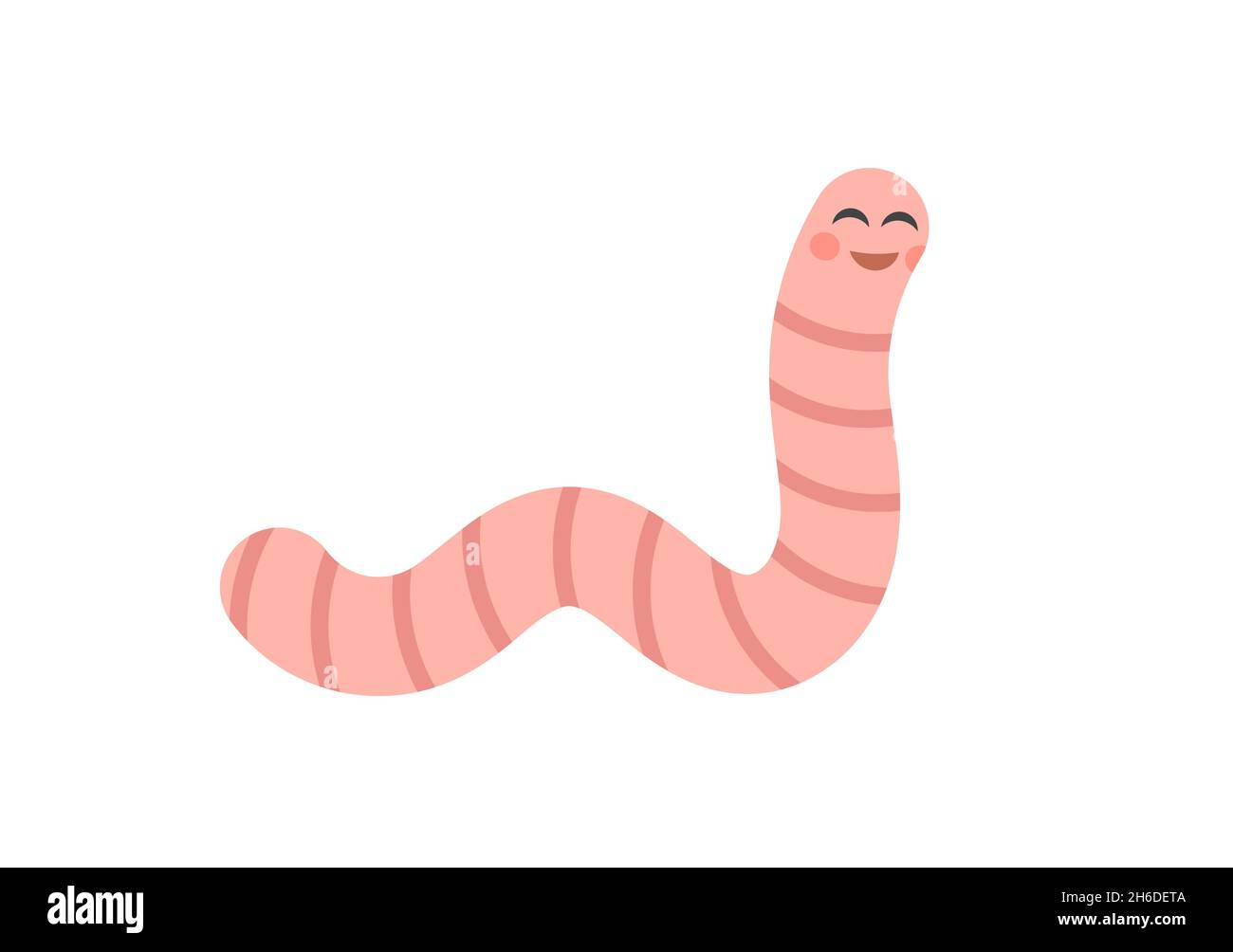 Cute pink earthworm illustration. Worm vector icon. Spring animal in ...