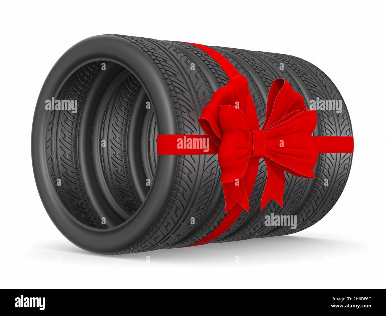 tire with bow on white background. Isolated 3D illustration Stock Photo ...