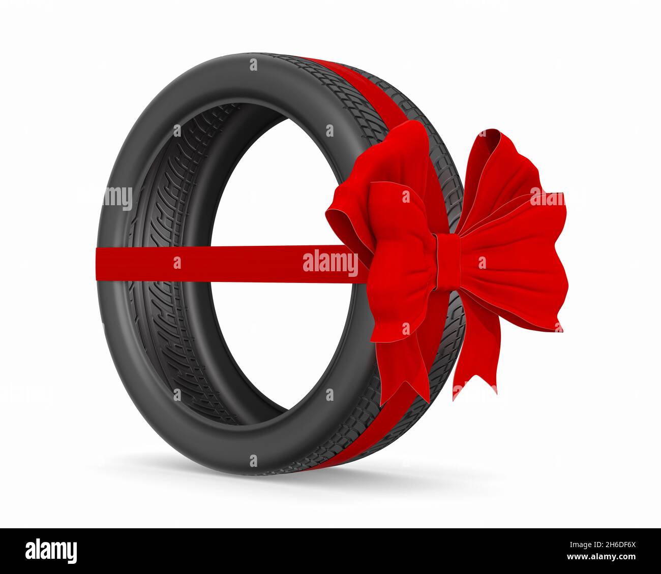 tire with bow on white background. Isolated 3D illustration Stock Photo ...