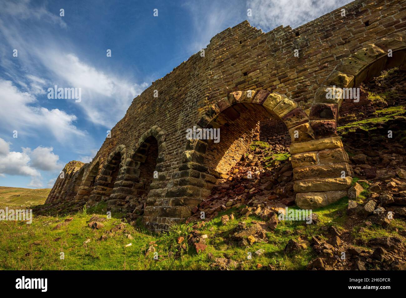 The ruined South ‘Stone’ Kilns of the Rosedale East Mines, North York ...