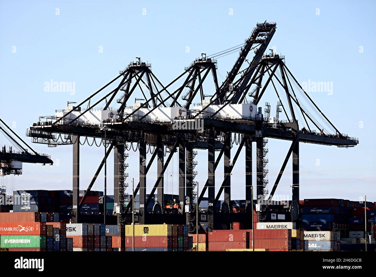 Container cranes at port Stock Photo - Alamy