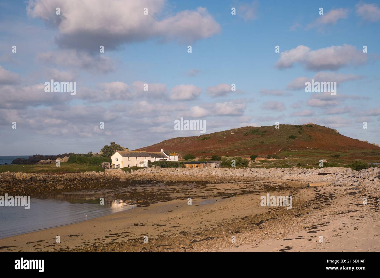 View across Great Par beach towards Gweal Hill on Bryher, Isles of ...