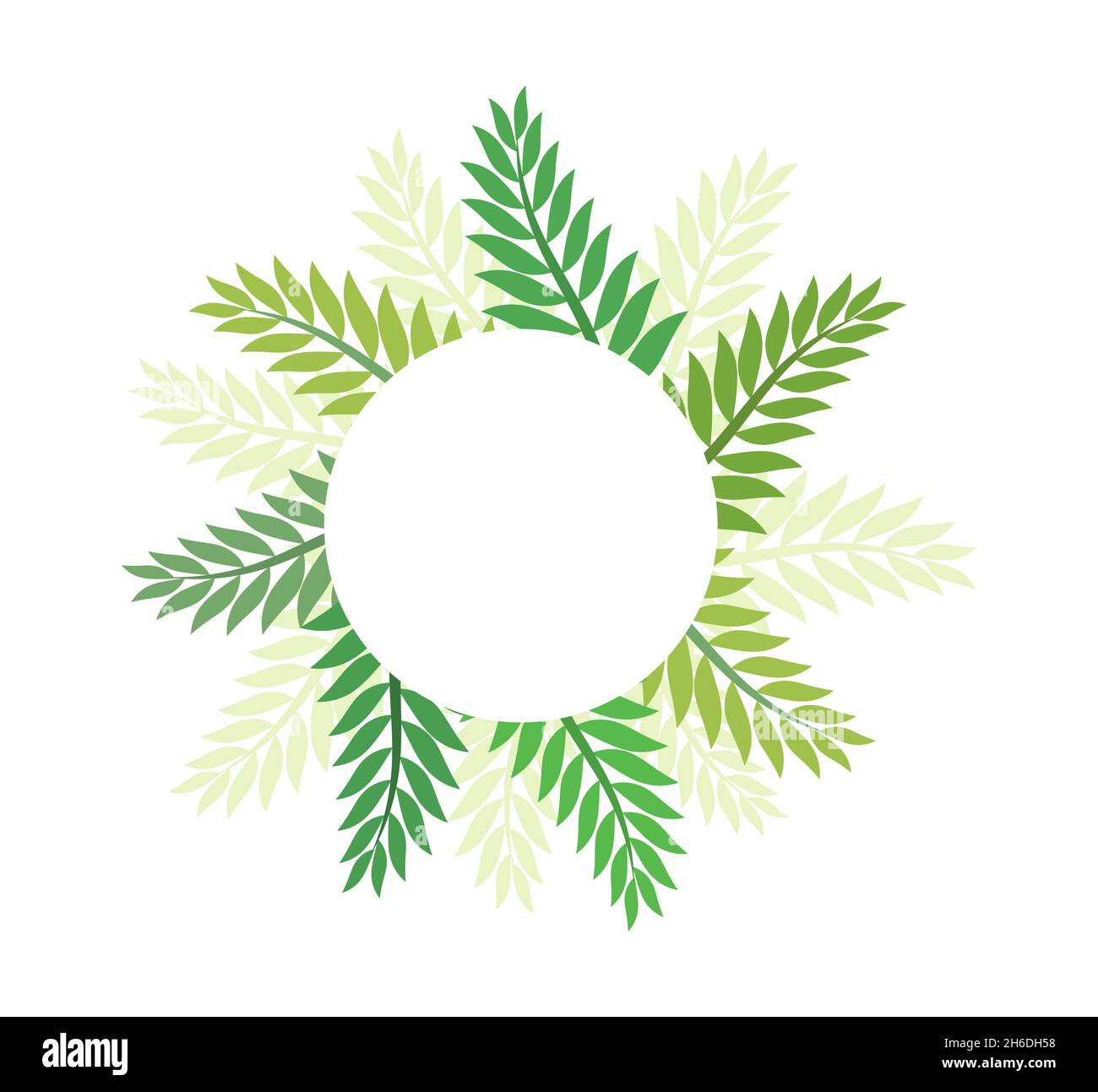 Green palm leaves background border card. Leaf label design. Vector ...