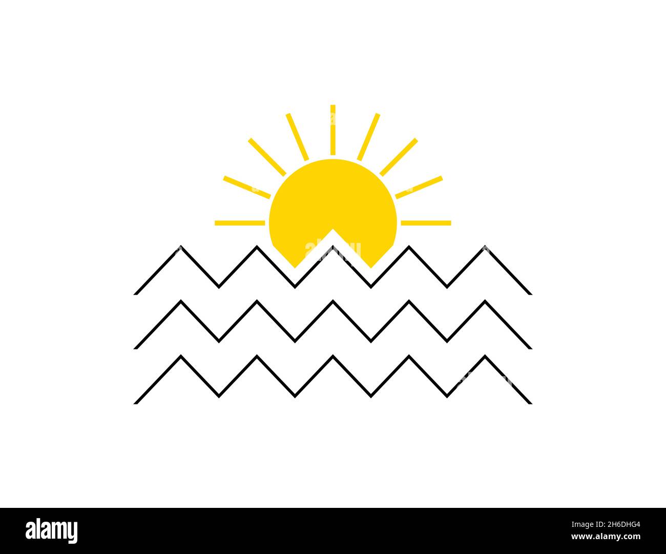 Sun and sea waves symbol. Vector illustration Stock Vector Image & Art ...