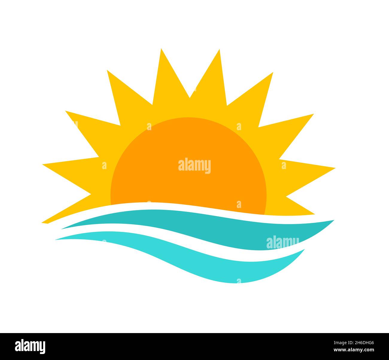 Sun and sea symbol. Summer sunset sun icon. Vector illustration Stock ...