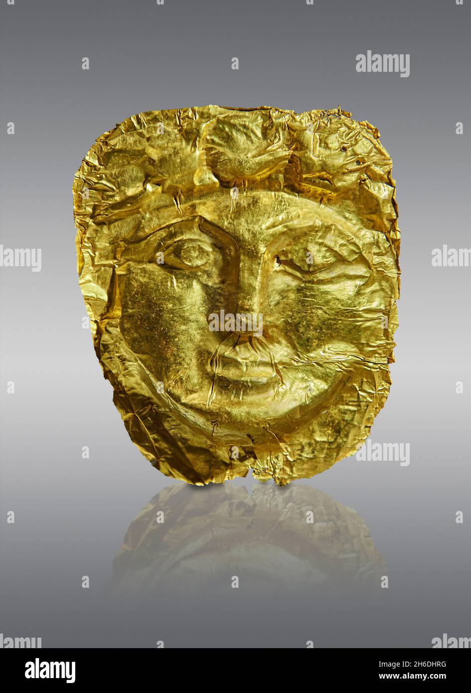 Gold Phoenician (1299-100 BC) funerary mask reused in an Imperial Roman ...