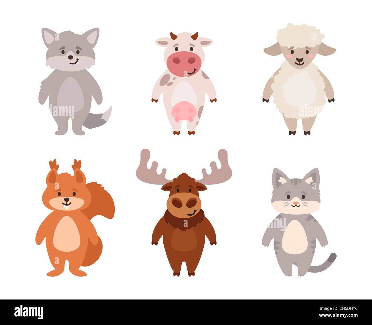 Vector cartoon style set of cute animals Stock Vector Image & Art - Alamy