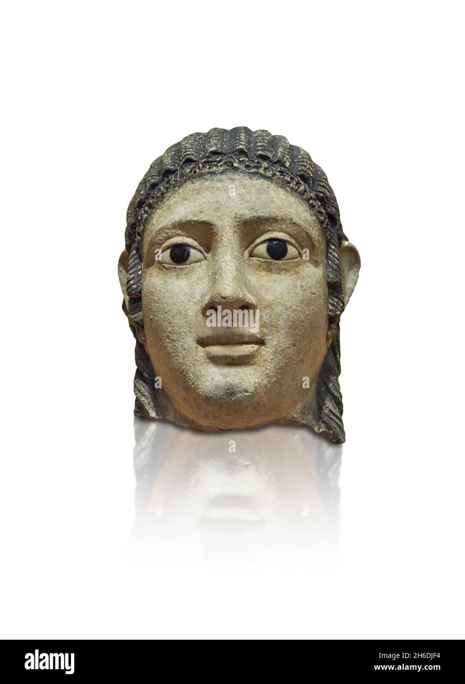 Roman Egyptian plaster funerary Mask, 0 - 99 AD. Louvre Museum E 27152 ...