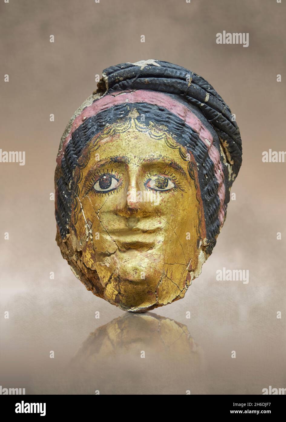 Roman Egyptian plaster funerary Mask, 30 - 395 AD. Louvre Museum N2724 ...