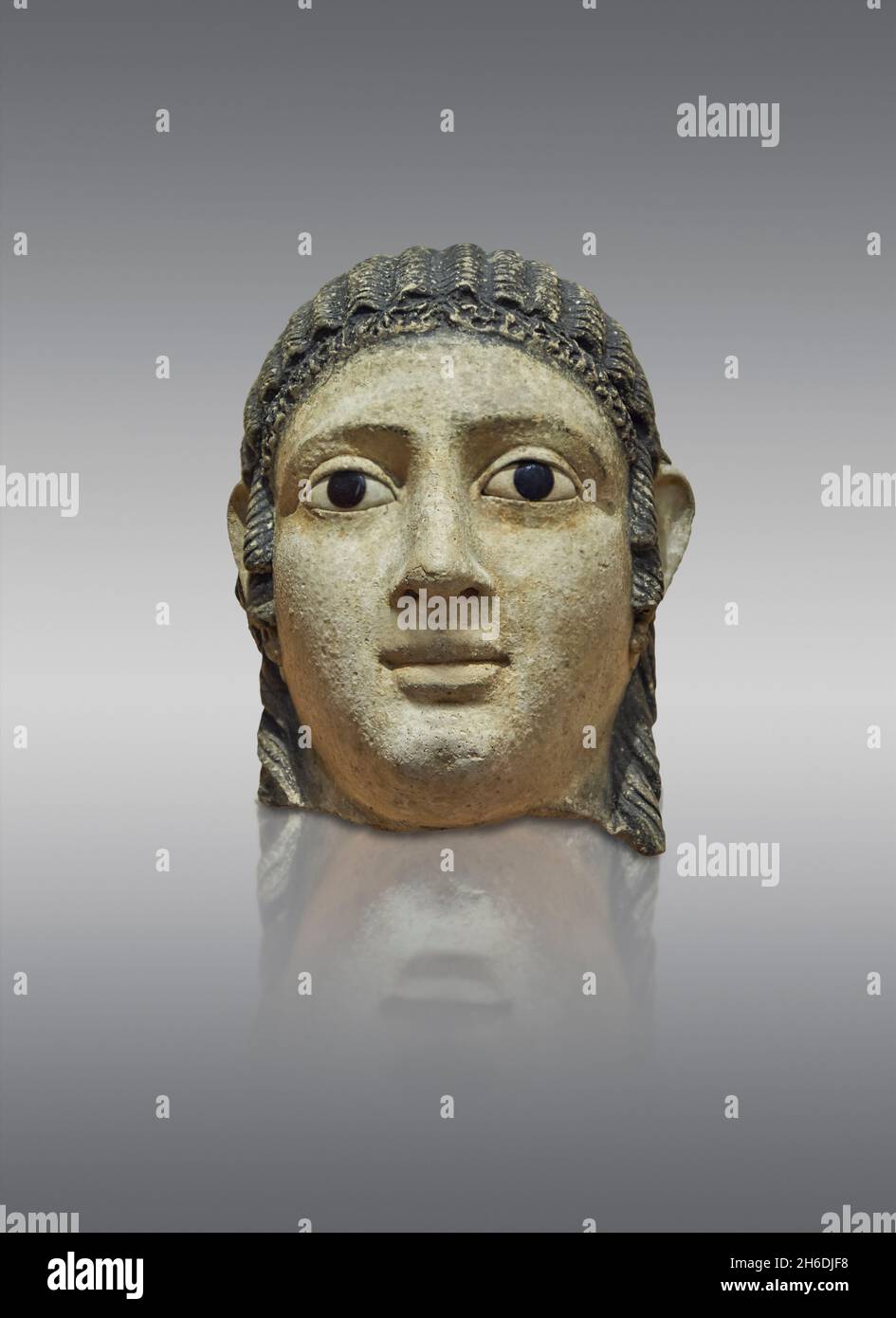 Roman Egyptian plaster funerary Mask, 0 - 99 AD. Louvre Museum E 27152 ...