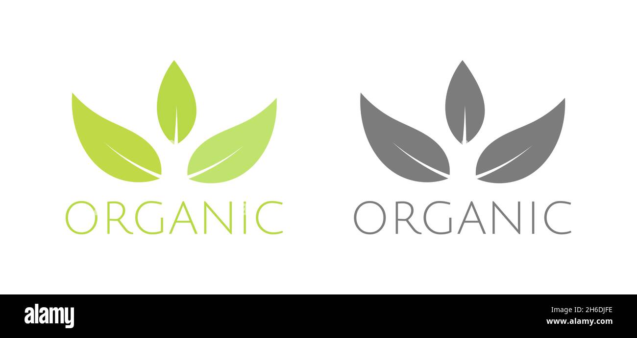 Green eco organic leaves symbols. Organic icons. Vector illustration ...