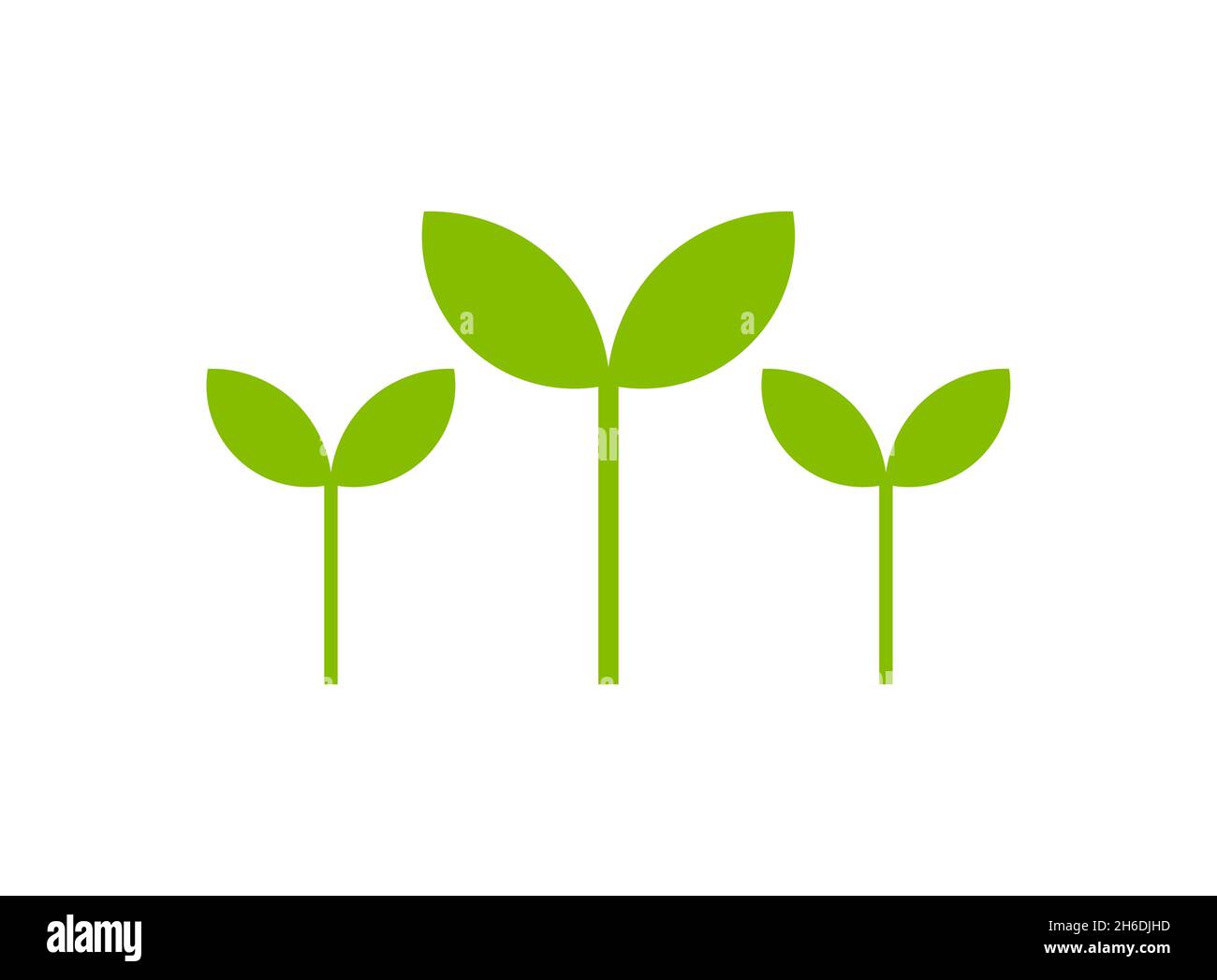 Plant seedlings icons. Spring green plants isolated on white. Vector ...