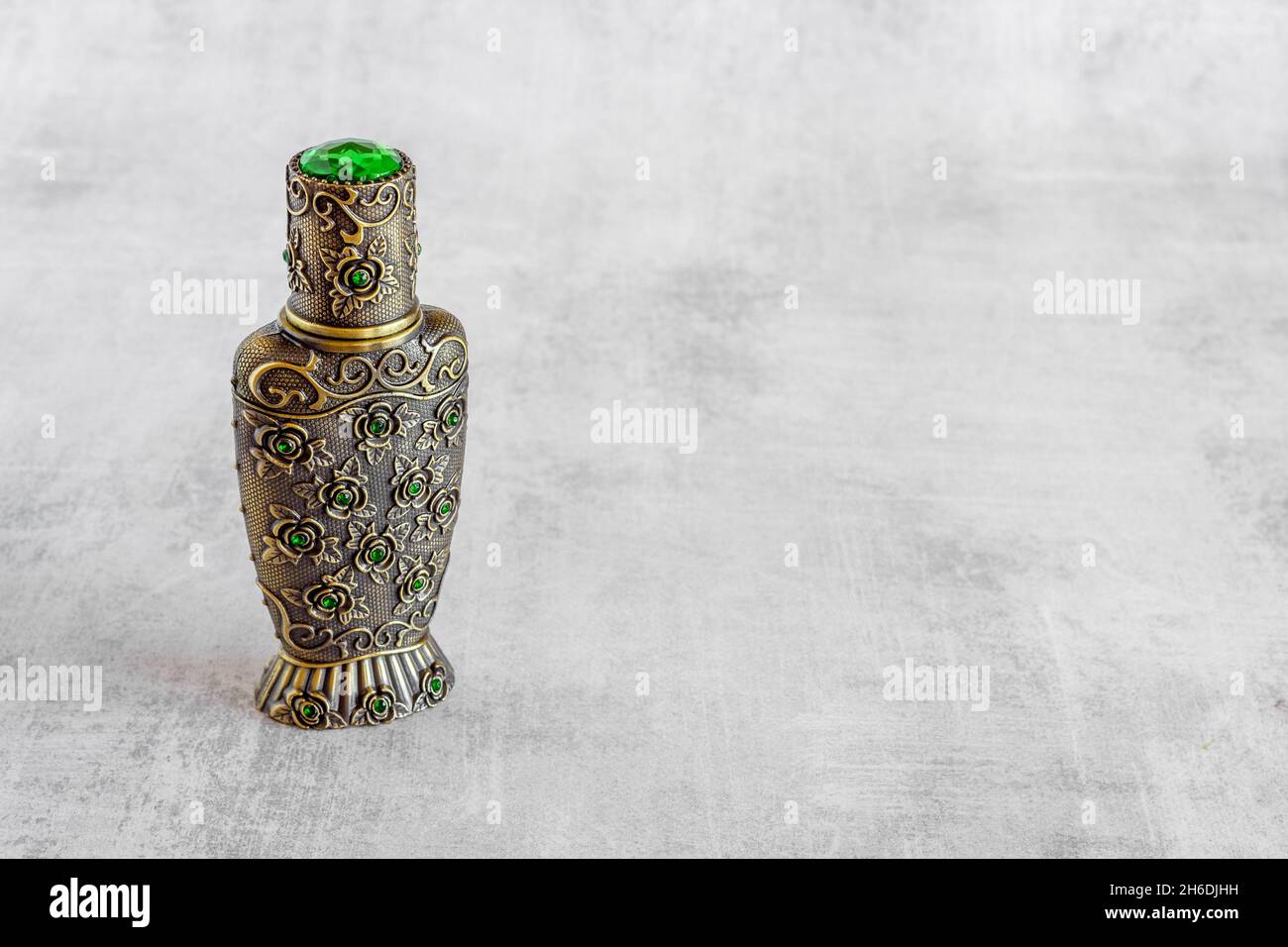 Agar wood oil fragrances or arabian oud perfume in silver bottle Stock ...