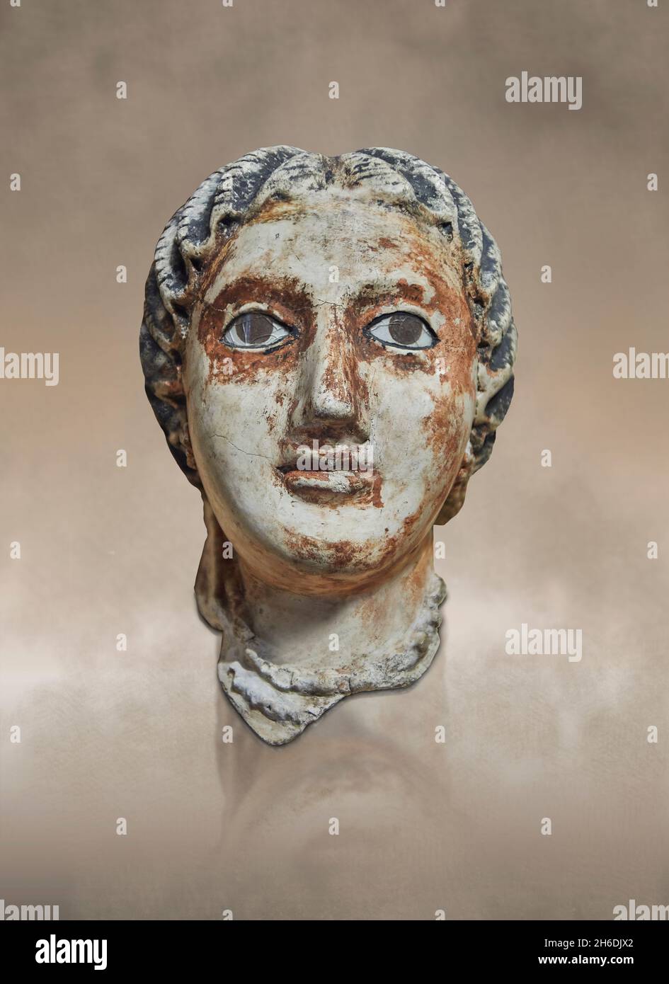 Roman Egyptian plaster funerary Mask, 200 - 299 ADm Antinopolis Egypy ...