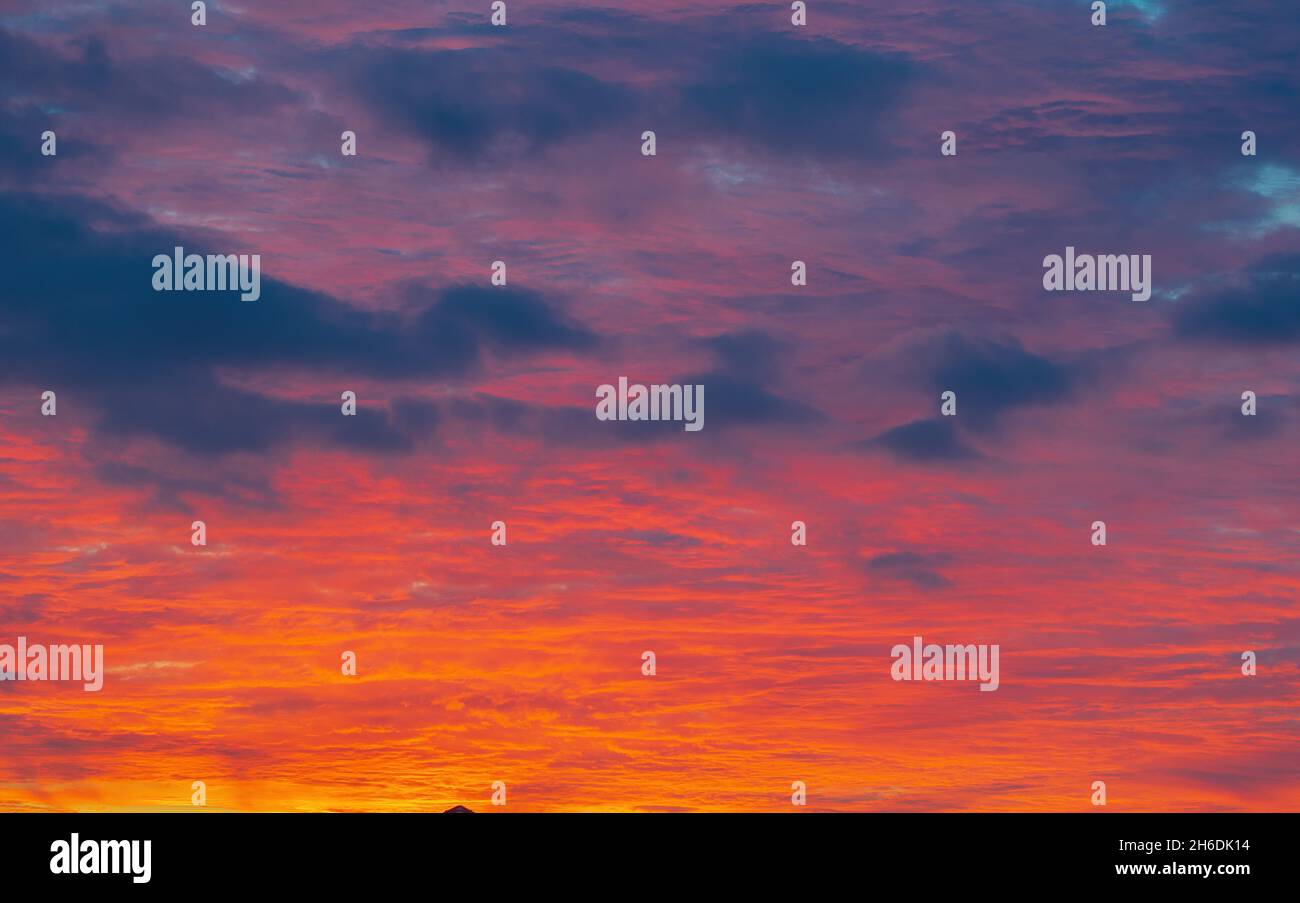 Early morning studnning red blood sky Stock Photo - Alamy