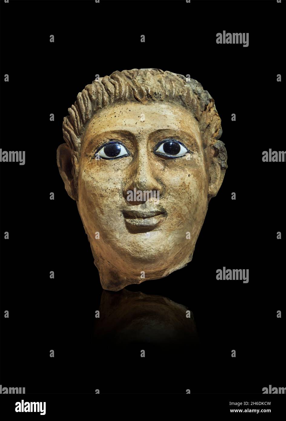 Roman Egyptian plaster funerary Mask, 0 - 99 AD. Louvre Museum AF6690 ...