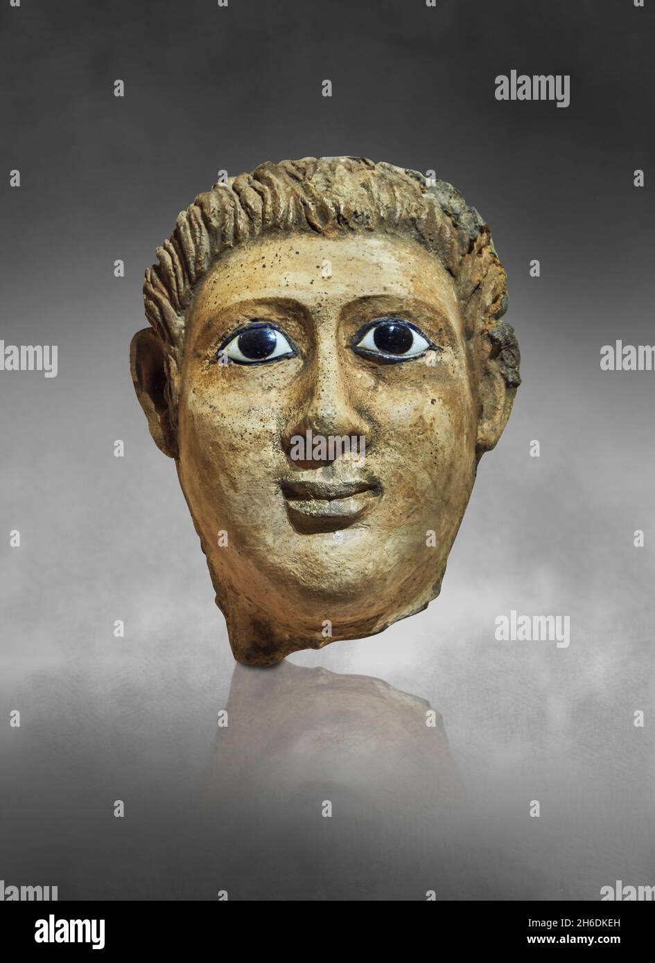 Roman Egyptian plaster funerary Mask, 0 - 99 AD. Louvre Museum AF6690 ...