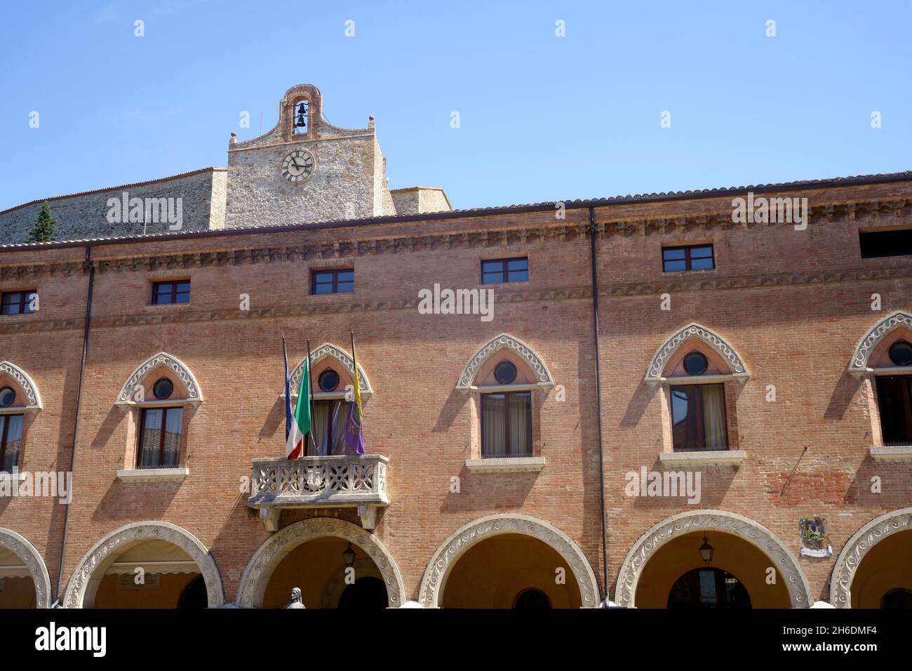 Verucchio, Rimini province, Emilia-Romagna, Italy: facade of historic ...
