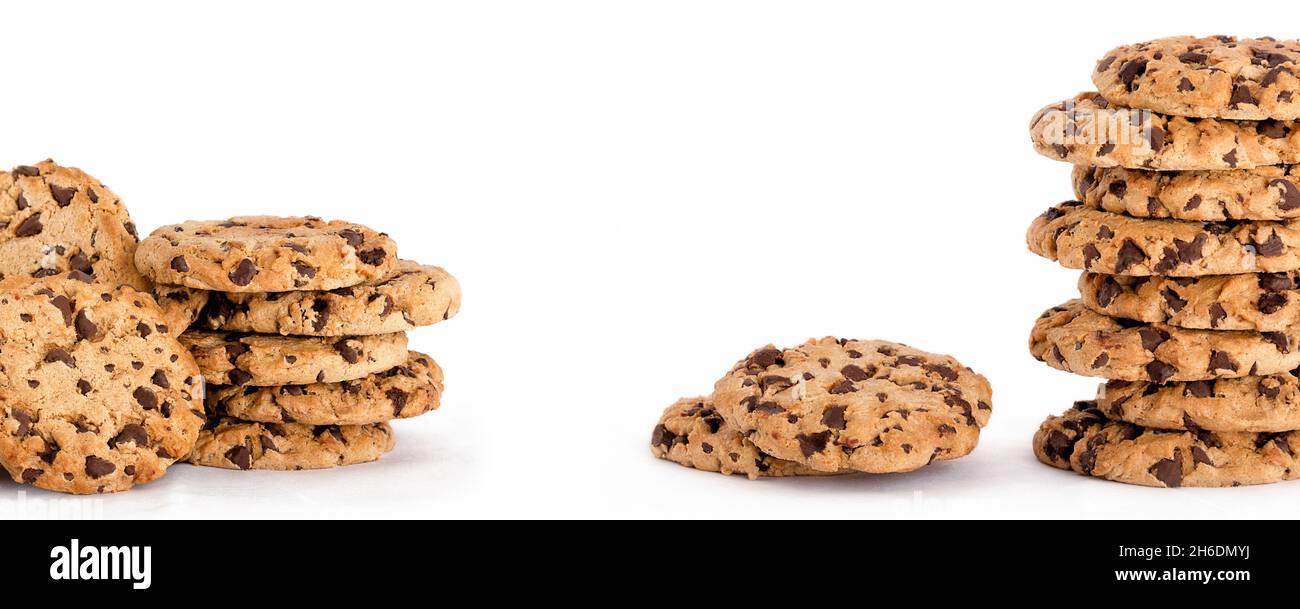 Lots of cookies on white background with copy space for your ad ...