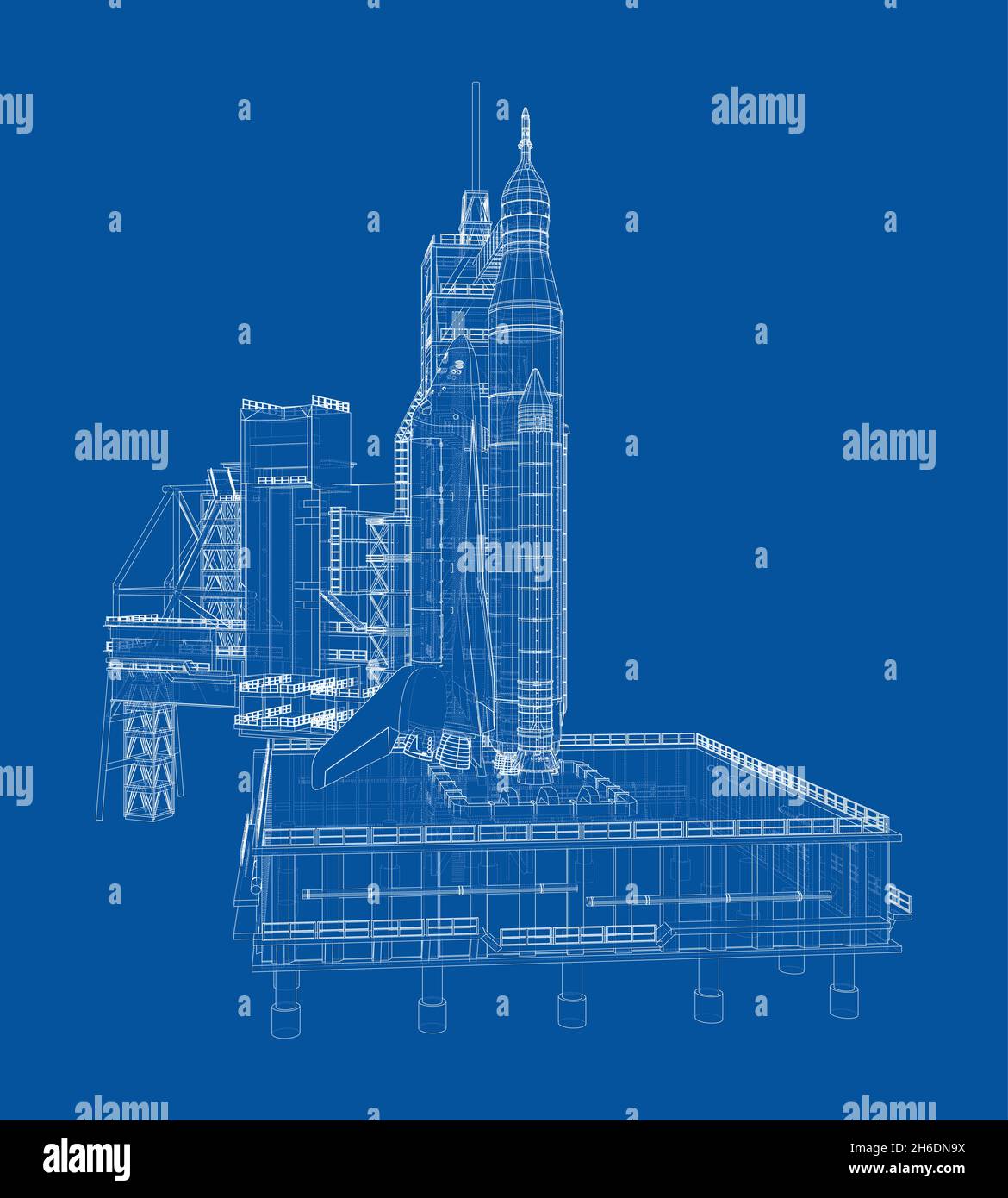 Space Rocket on launch pad. Vector Stock Vector Image & Art - Alamy