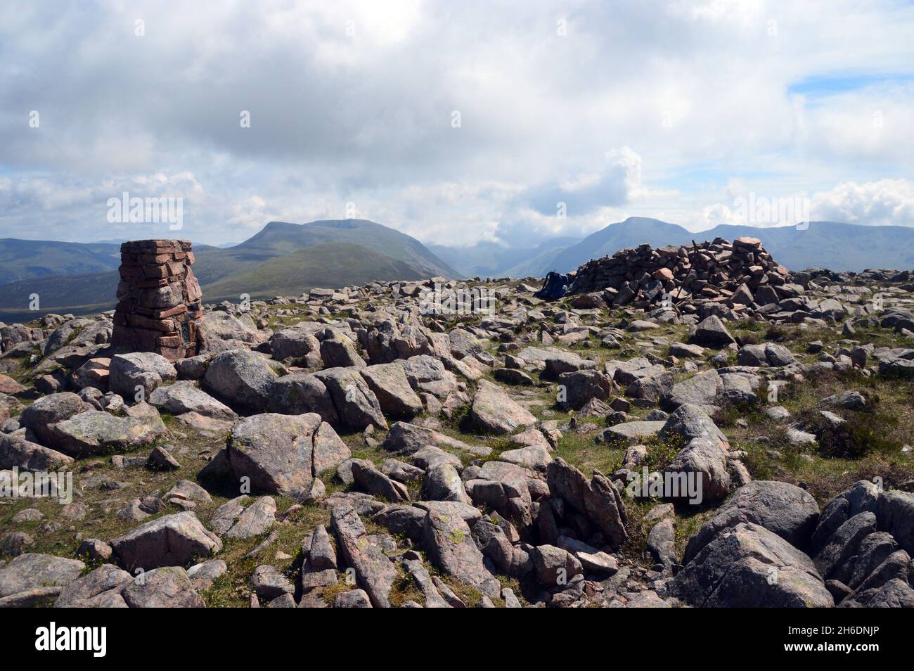 The Stone Trig Point & Stone Shelter on the Summit of the Wainwright ...