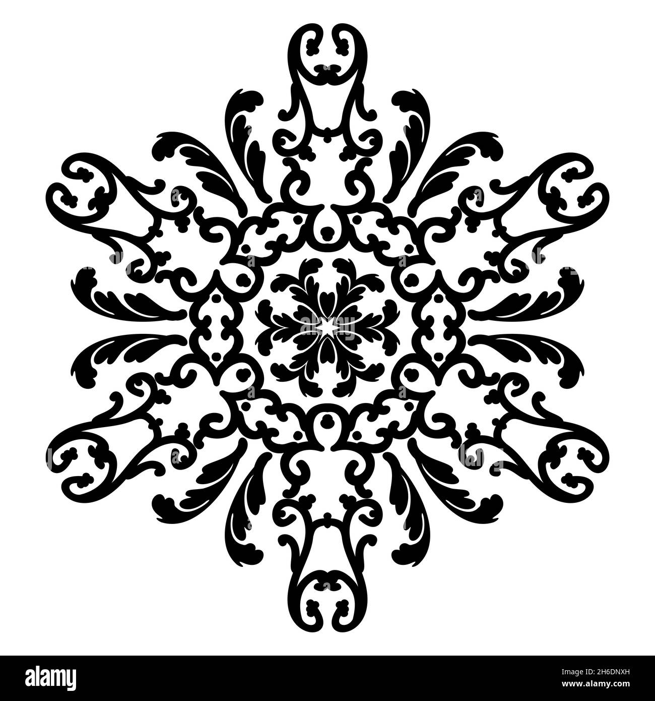 Damascus circular pattern. Arabesque with floral elements. Oriental ...